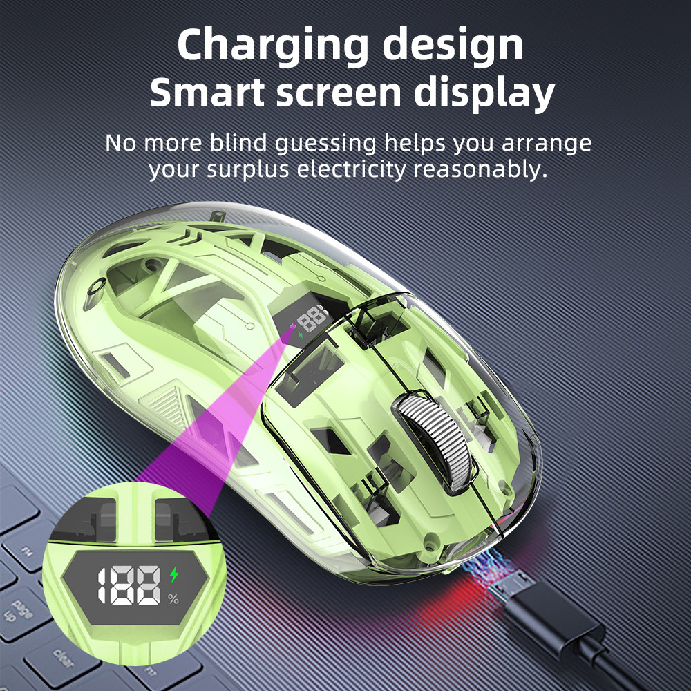 Zeus M14 Transparent Wireless Bluetooth Gaming Mouse With Battery Level ...