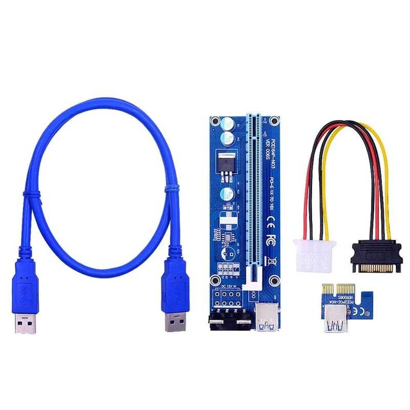 PCI-E Riser 60CM USB 3.0 Cable SATA 4Pin PCI Express 1X to 16X Extender ...