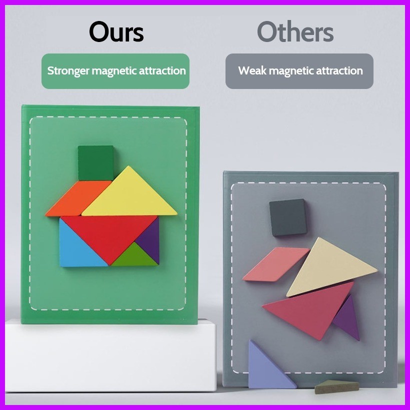 Geetoy Educational Toys 3DMagnetic Puzzle Geometric Shapes Tangram ...