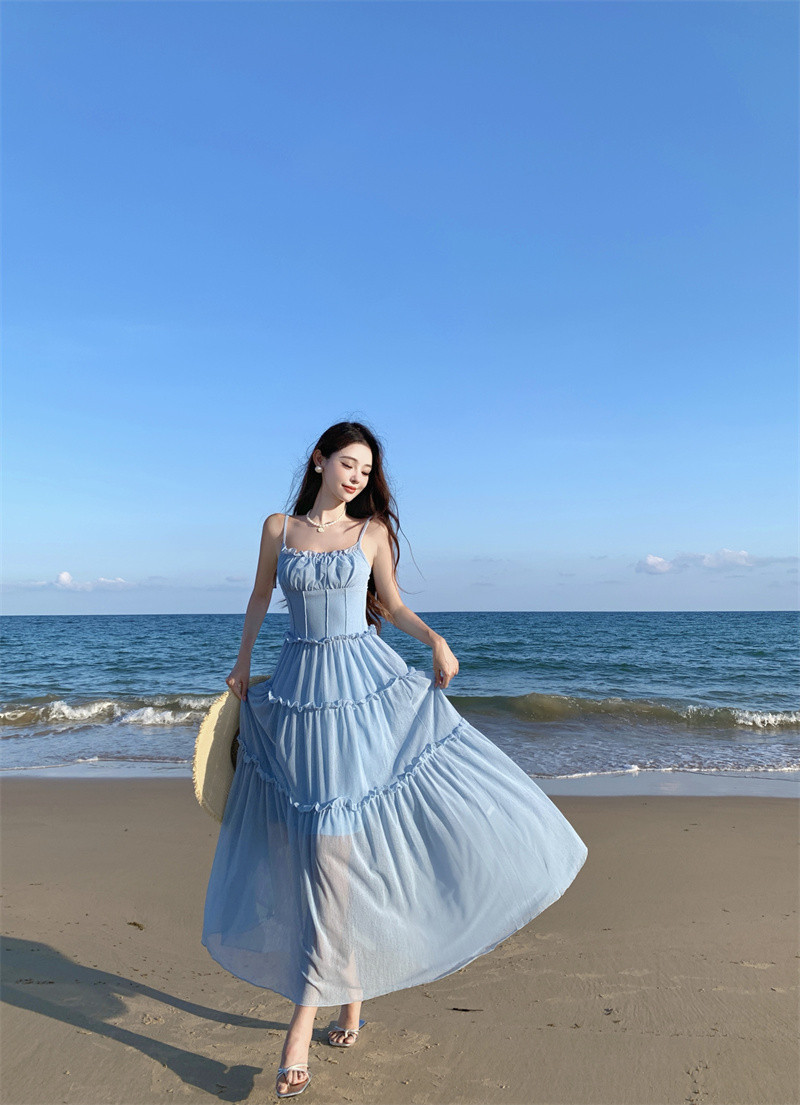Pastel blue strap dress | Shopee Philippines