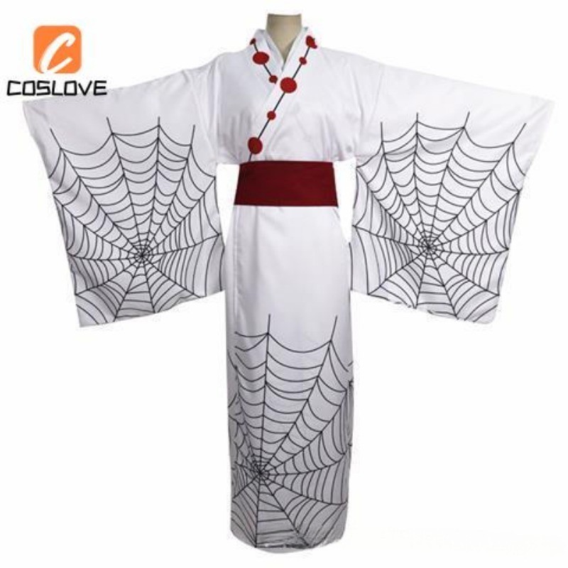 Anime Demon Slayer Rui Cosplay Full Set Costume White Color Kimono ...