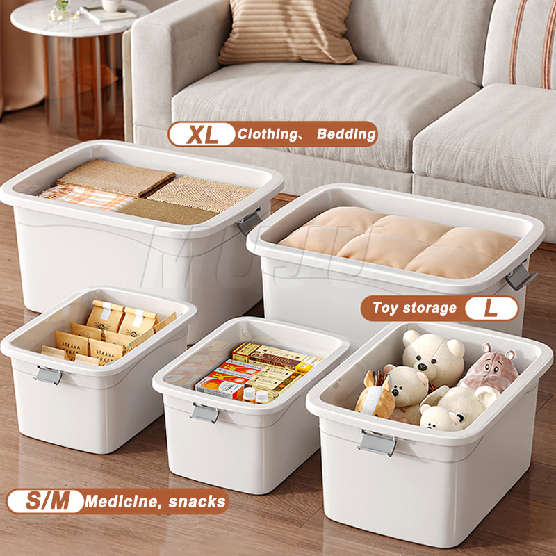 MUJU Stackable Plastic Storage Box With Wheel Clothes Storage Box ...