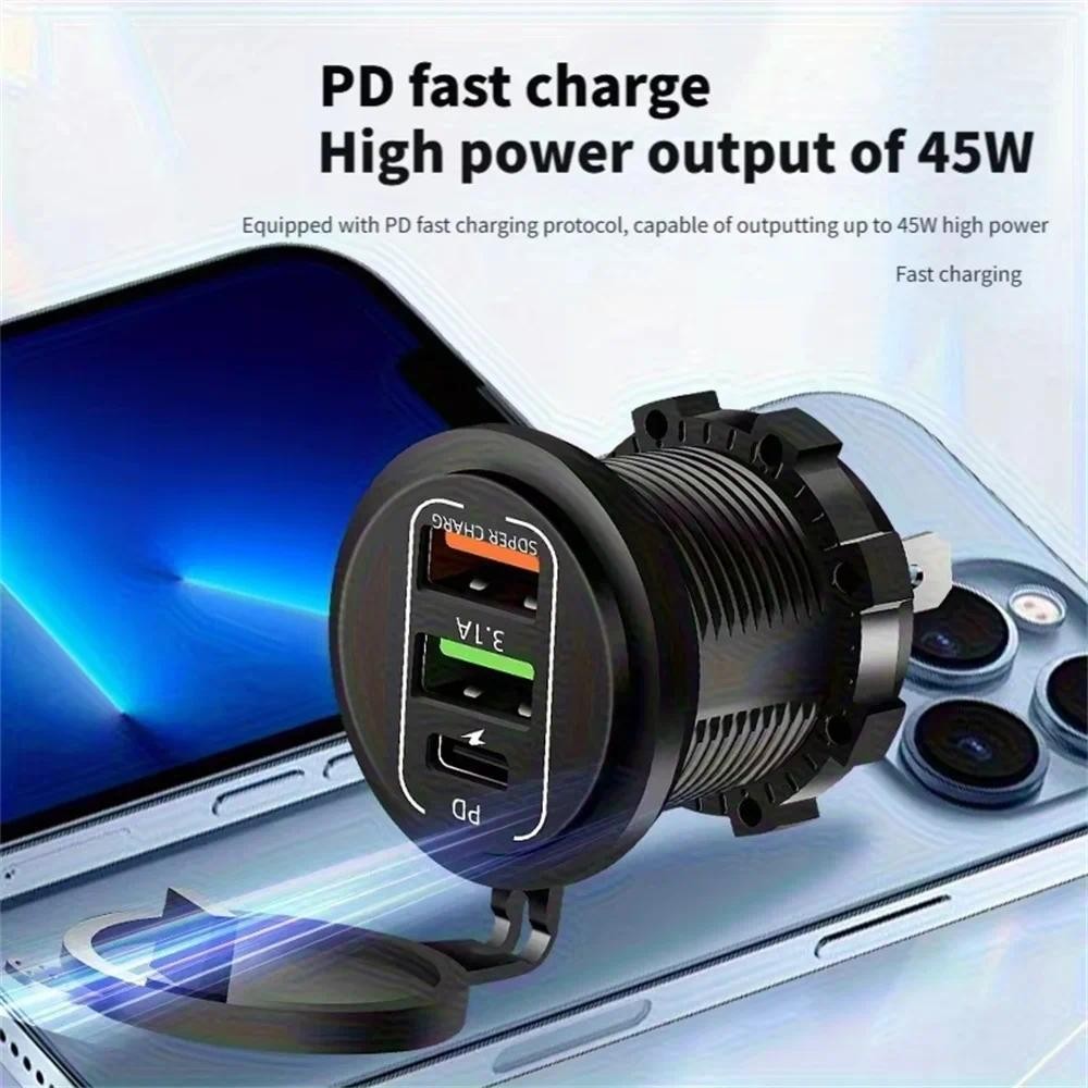 83W Max Phone Charger Socket 45W PD+QC3.0 Fast Charging 22.5W Dual USB ...