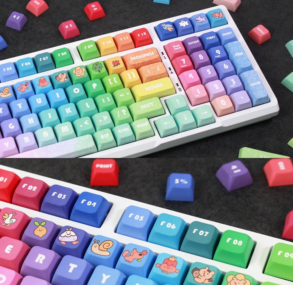 2025 New MOA Rainbow Candy macaron Morandi Gradient Keycaps PBT Sublimation Dopamine Color ...