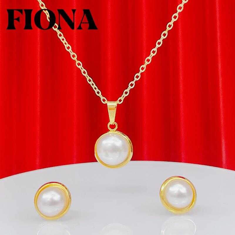 【Fiona】Fashion Stainless Steel Elegant Pearl 2 IN 1 Jewelry Set ...