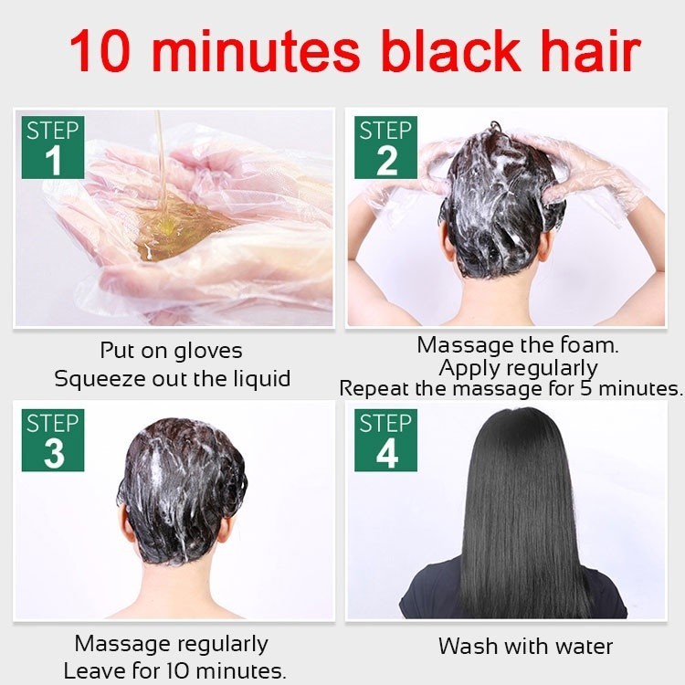 Herbal Hair Dye Shampoo Transforms hair Into Black/Brown Color Non ...