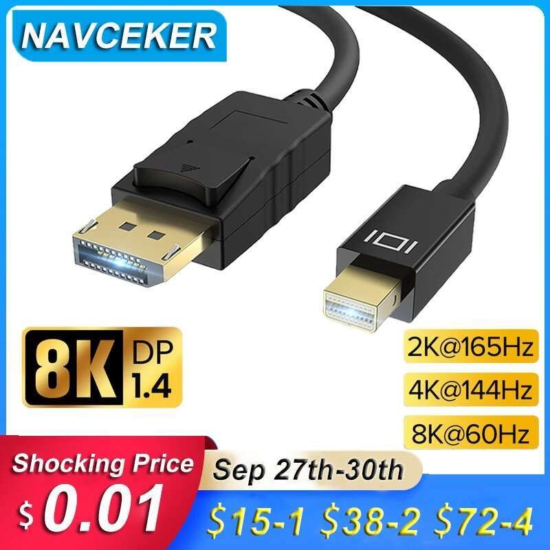 2023 Best 4K@144Hz DP 1.4 PC cable Thunderbolt 2K@165Hz Mini DP to DP ...