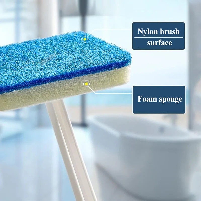 Bathroom Wall Brush Multifunctional Long Handle Removable Sponge Brush ...