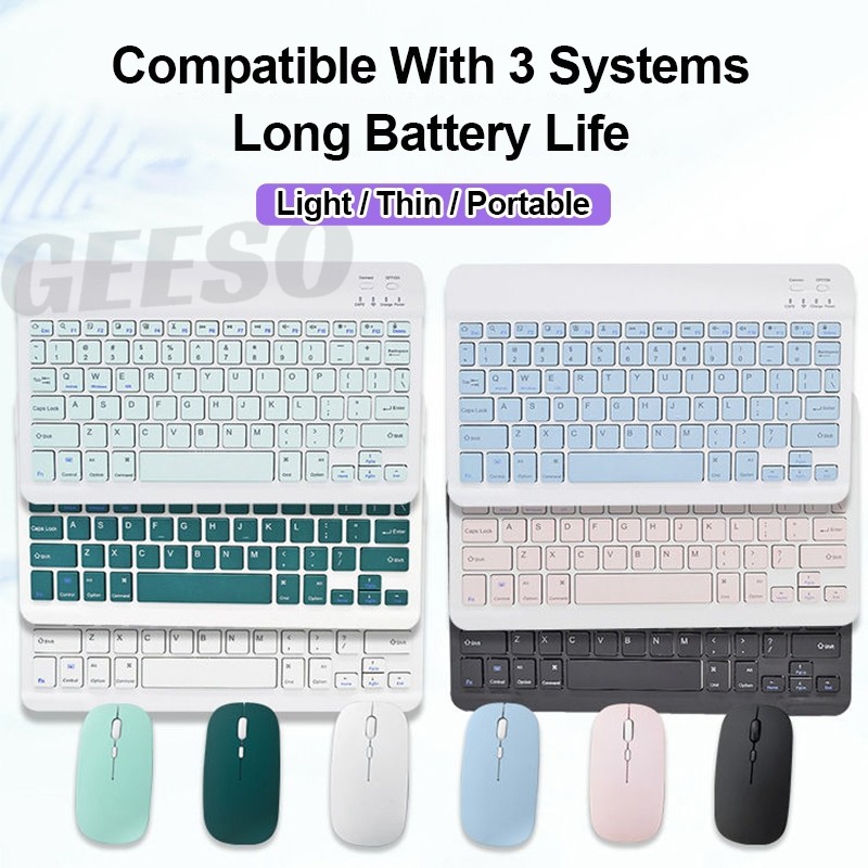 Zeus 10" Bluetooth Wireless Keyboard Mouse Combo Rechargeable Ultra ...