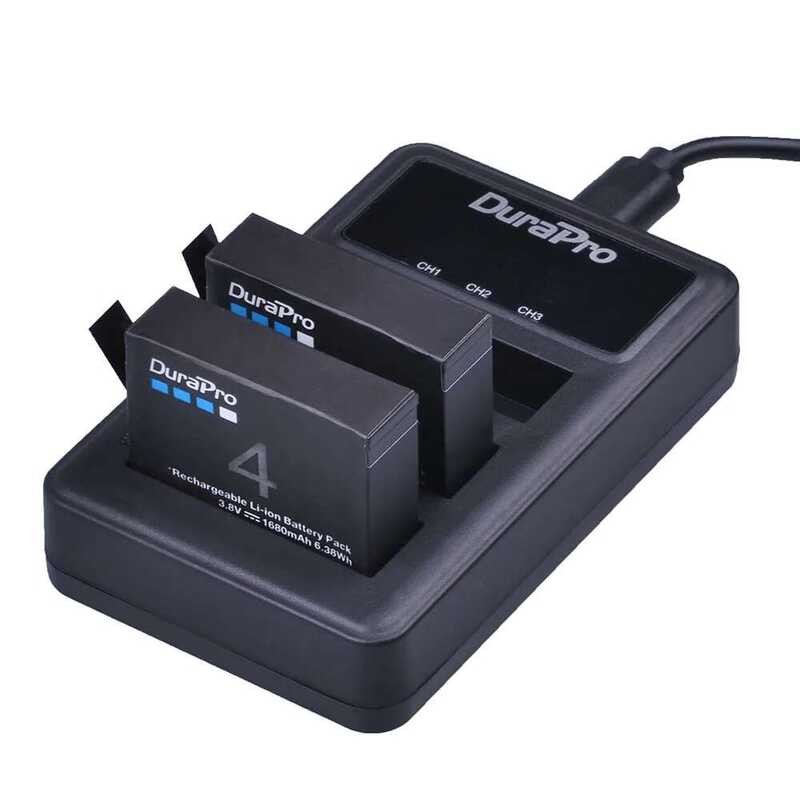 DuraPro 1680mAh Bateria For GoPro 4 battery +LED 3 Slot Charger for ...