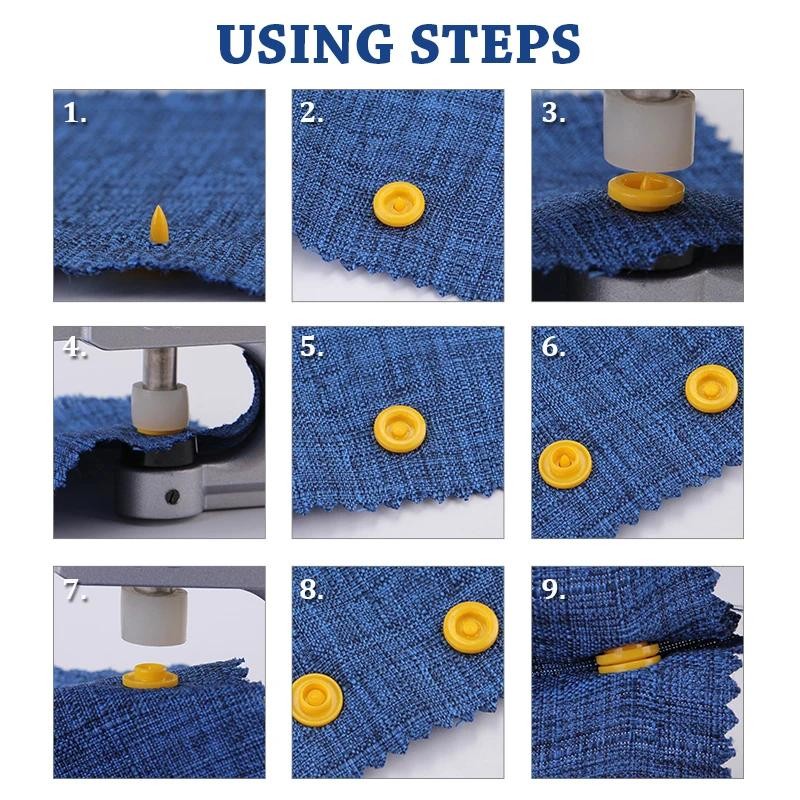 QIAO Snap Buttons With Pliers Tool Set T5 Plastic Buttons Metal Snap T5 Resin Snap Poppers ...