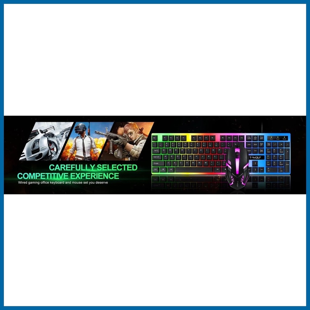 PO T-WOLF TF230 Rainbow LED Gaming Keyboard And Mouse Combo Bundle (DZ2 ...