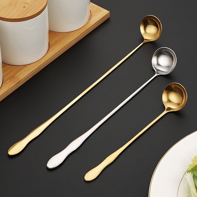 Long Handle Stirring Spoon Stainless Steel Gourd Spoon Seasoning Spoon ...