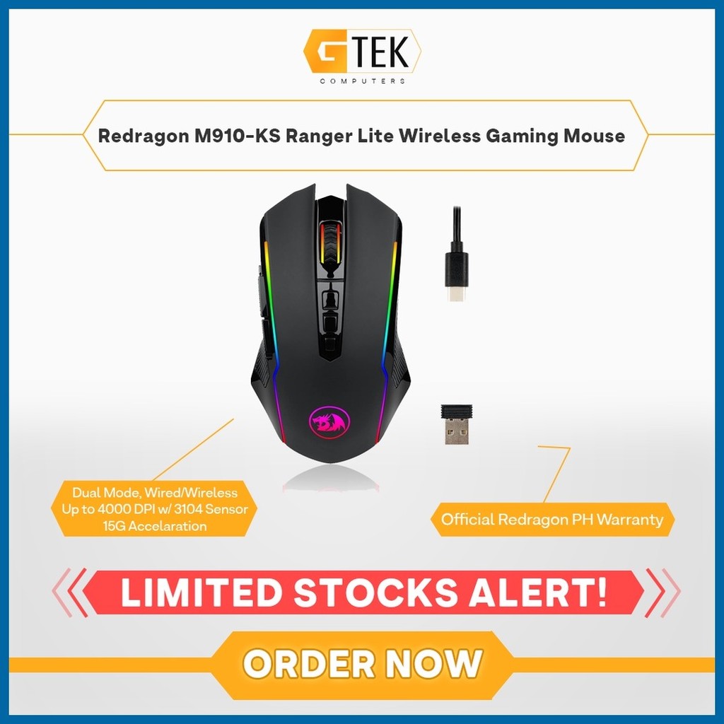 Redragon Ranger Lite M910-KS Dual Mode Wired / Wireless Gaming Mouse ...