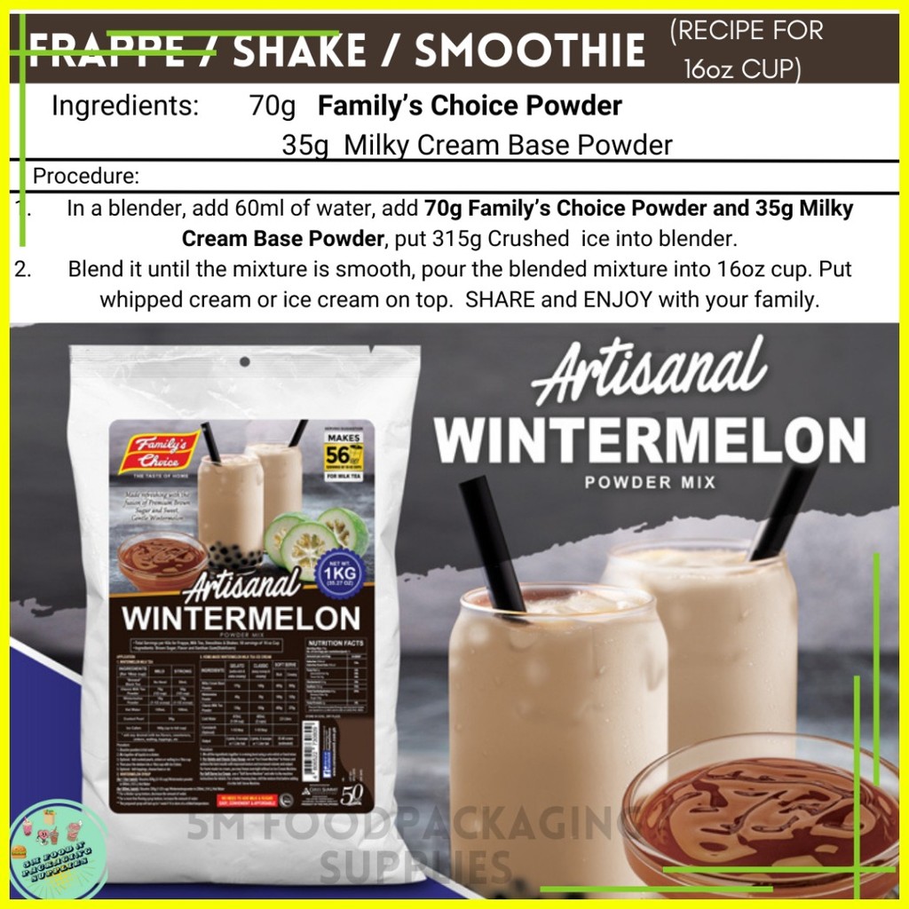 Family's Choice Winter Melon Powder for Frappe Milktea, Syrup Sauce ...