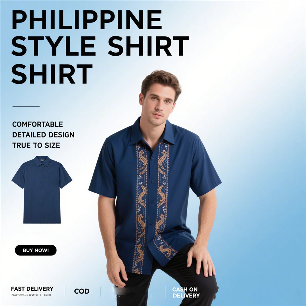 2025 Philippine Barong Tagalog for Men Modern Retro Pattern Printing ...