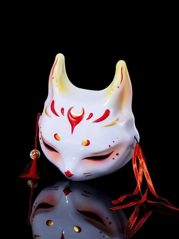 Ancient Style COS Little Fairy Fox Demon Japanese Half-Face Costume ...