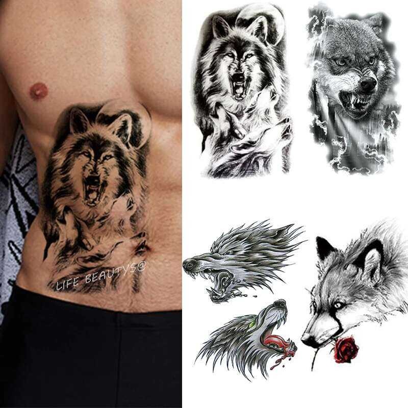 Waterproof COD Temporary Tattoo Sticker Wolf Lion Tiger Bear Flash ...