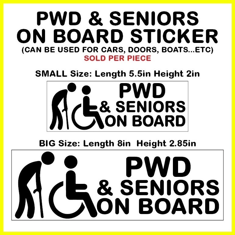 PWD & SENIORS On Board Sticker Decal | Shopee Philippines