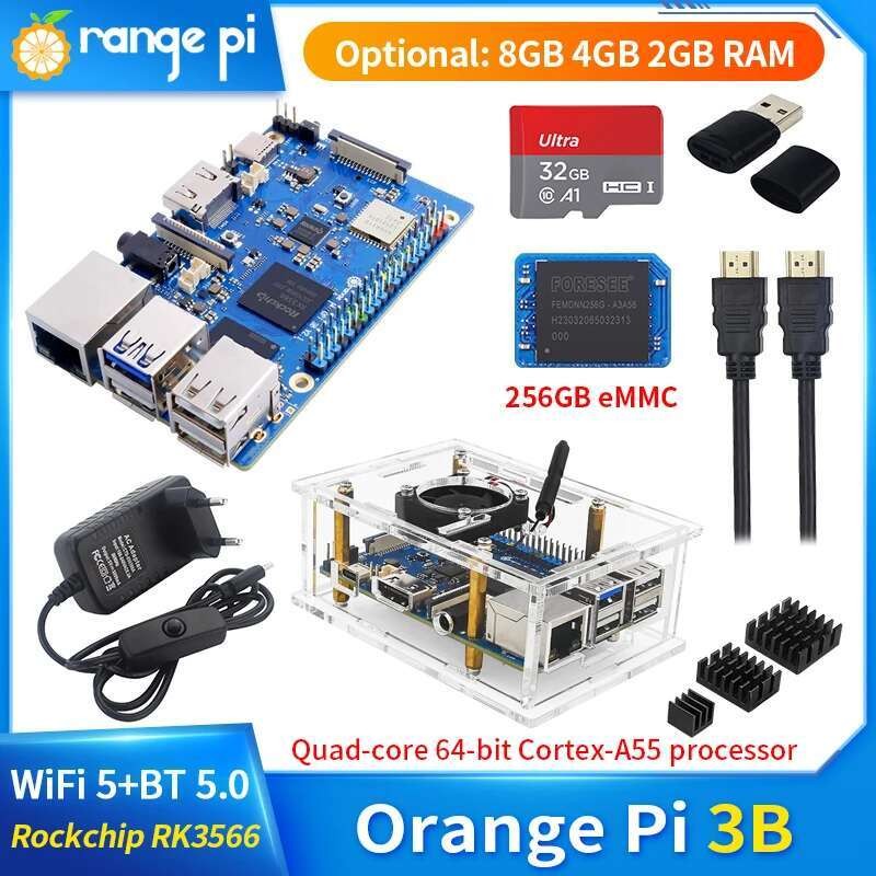 Orange Pi 3B 8GB 4GB 2GB RAM Rockchip RK3566 WiFi5+BT 5.0 Gigabit LAN Port Single Board Run ...