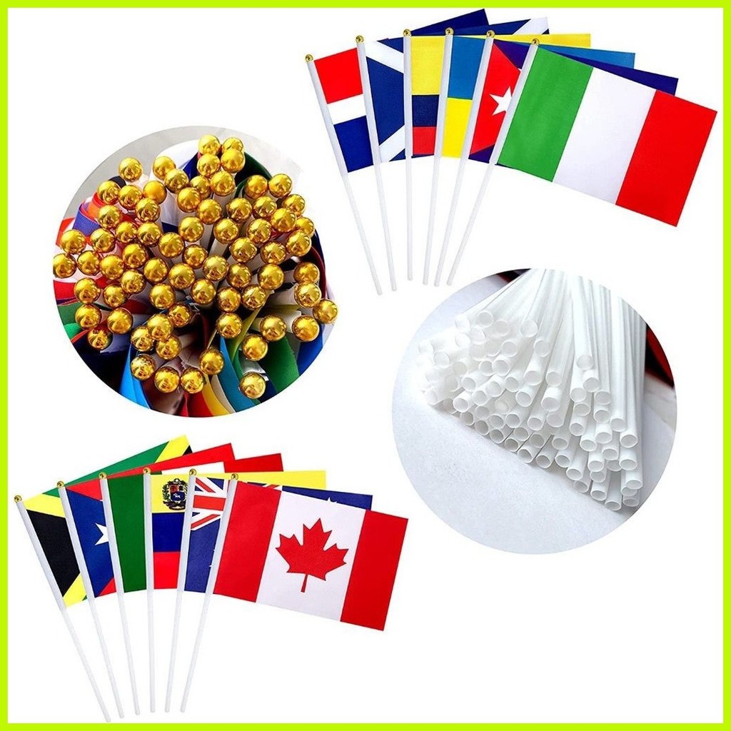 32Pcs World Cup Countries Hand Held Flags World Country Hand Flag with ...