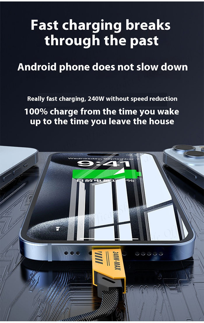 240W Super Fast Charging Data Cable 3-in-1 USB to ios/Type C/Micro ...