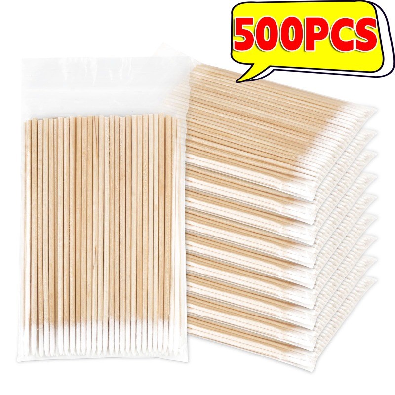 Disposable Wooden Handle Cotton Swabs - Multi-functional Pointed Makeup ...