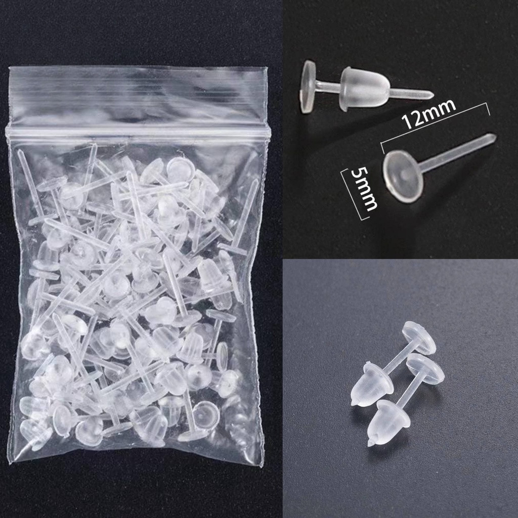 25 Pairs/pack Anti Allergy Transparent Ear Studs Needle Plastic ...