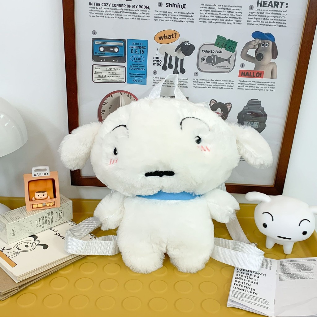 Shinchan Cute Crayon And Soft Plush Cartoon Backpack With Zipper For ...