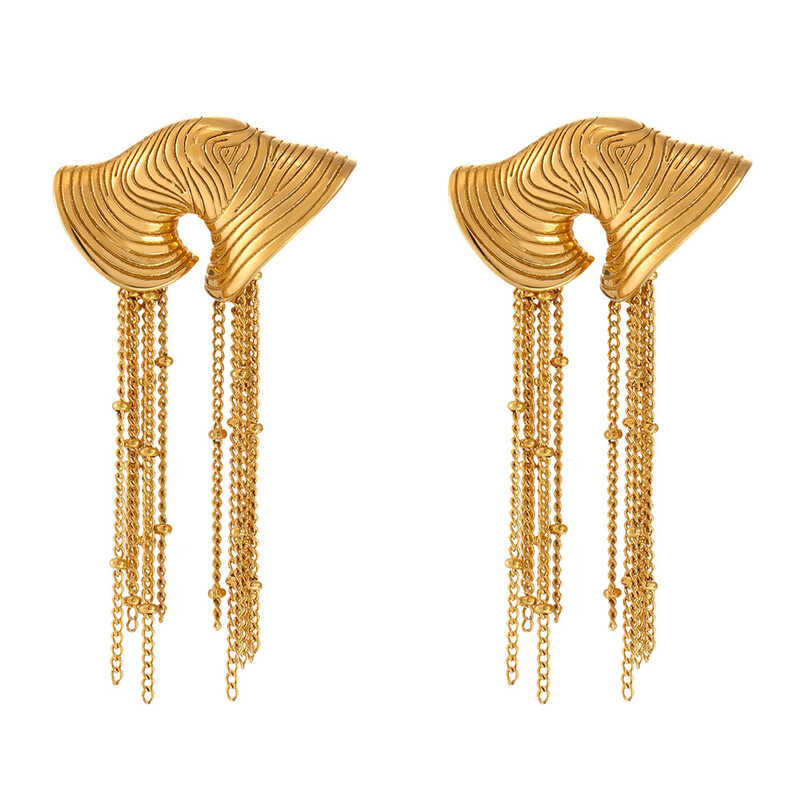 Cube Ins Sugar Conch Snail Heavy Craft Color Block Earrings Tassel Ear ...