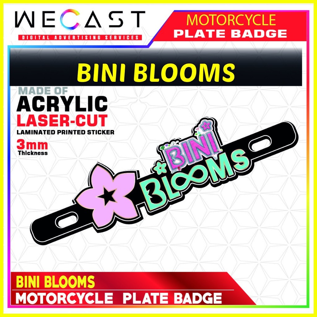 WECAST "Bini Blooms" Motorcycle Plate Badge Acrylic-Based and Laminated ...