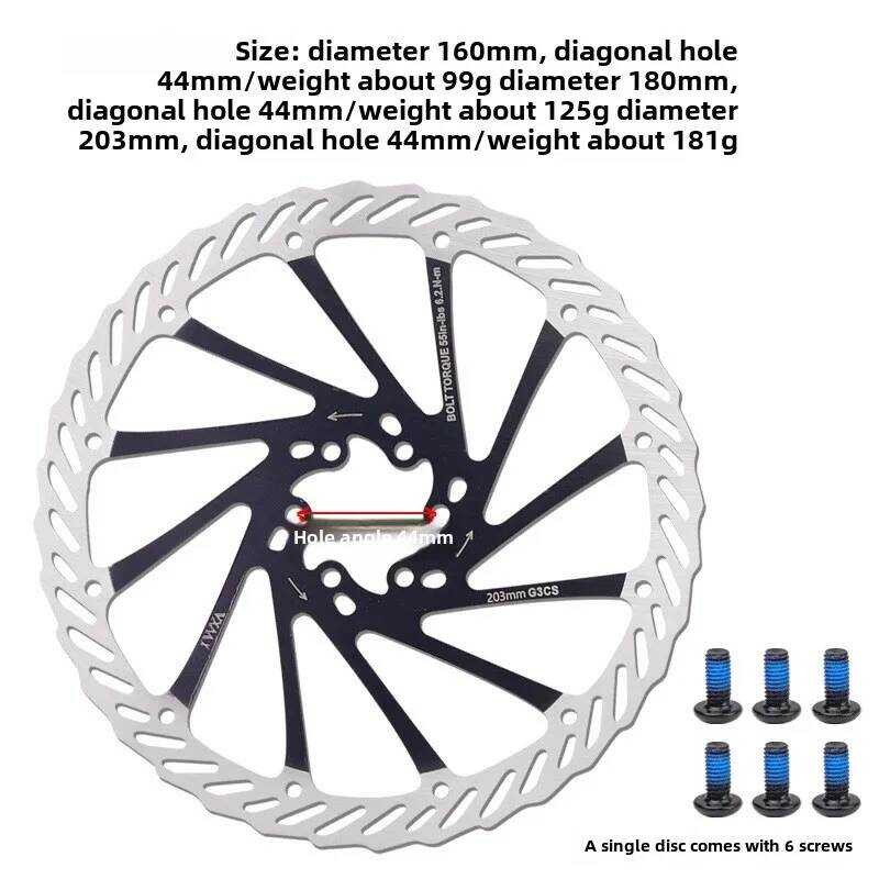 Mountain bike brake disc 160/180/203mm color disc G3 strong heat dissipation six nail slow down ...