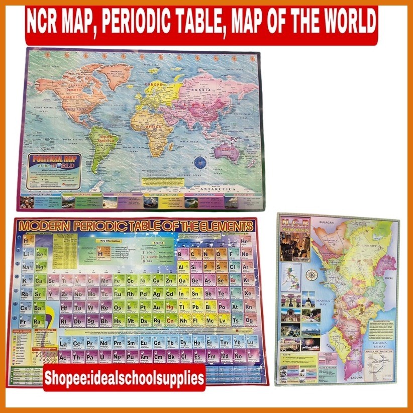 EDUCATIONAL Political Map, Periodic Table of Elements, NCR Map | Shopee ...