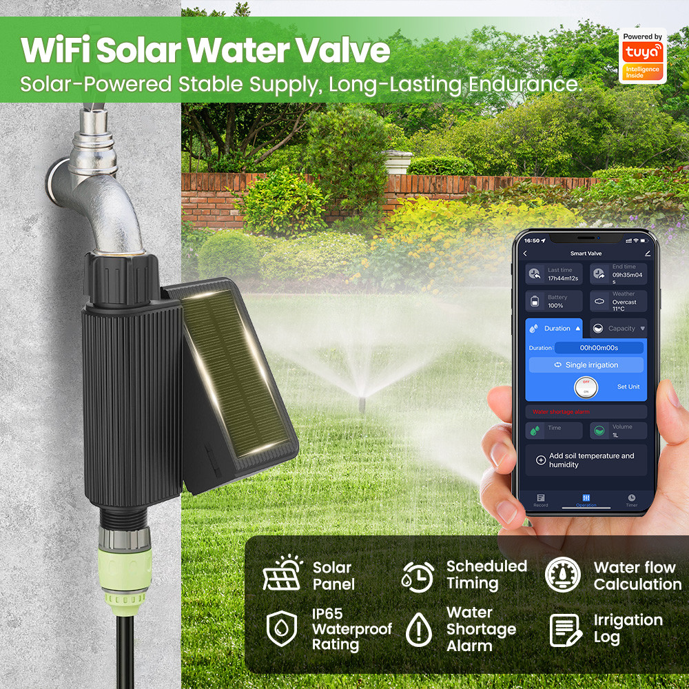 WiFi Solar-powered Smart Water Valve Remote Control via APP Precise ...