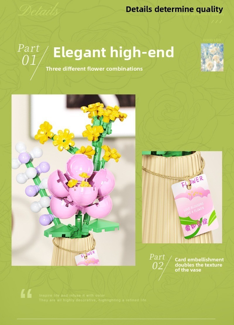 Simulation Vase Flower Building Blocks Compatible with LEGO Micro ...