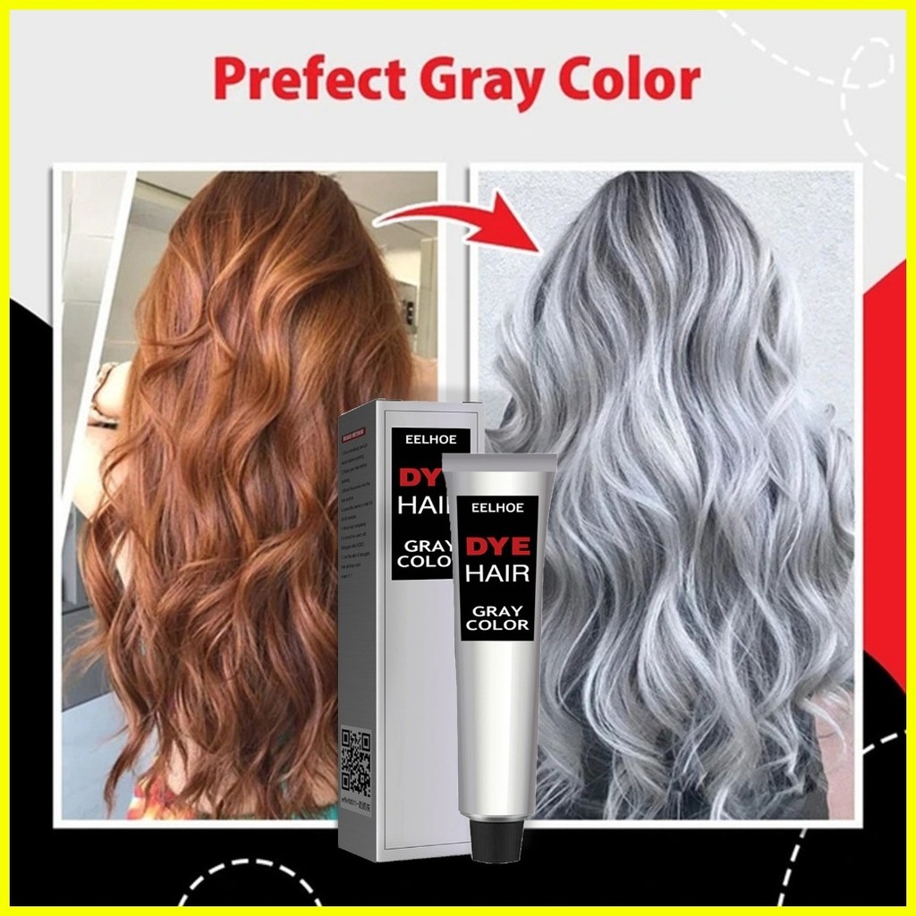 EELHOE Dye Hair Cream 100ml Dark Brown Ash Gray Hair Color Long Lasting Natural Hair Color ...