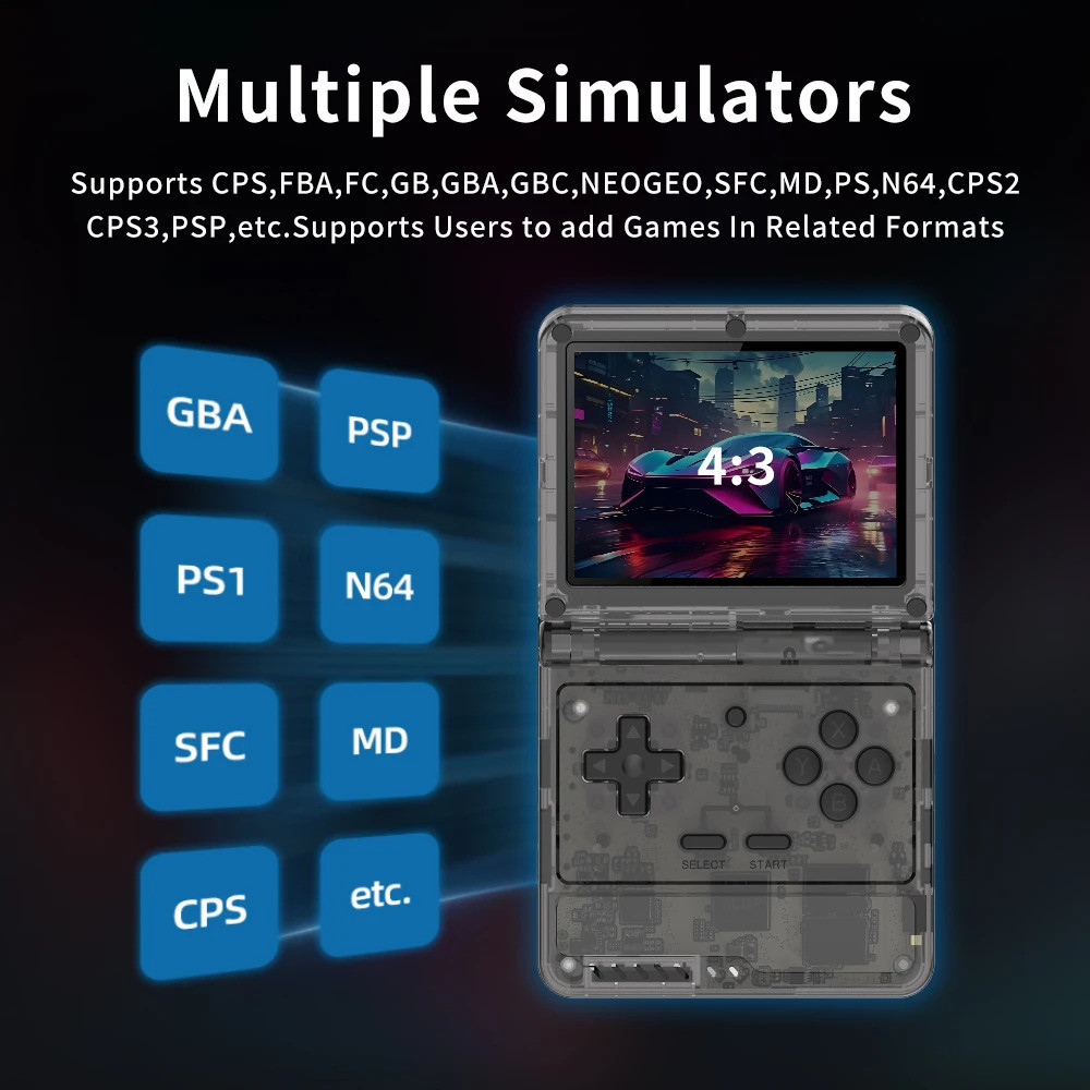 NEW POWKIDDY V90S Open Source Retro Flip 3.5 Inch 4:3 640*480 HD IPS ...