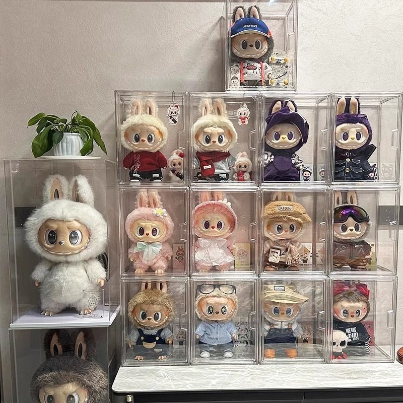 Labubu Macaron Doll Display Box Acrylic Rabu Cloth Rubber Seating Party ...