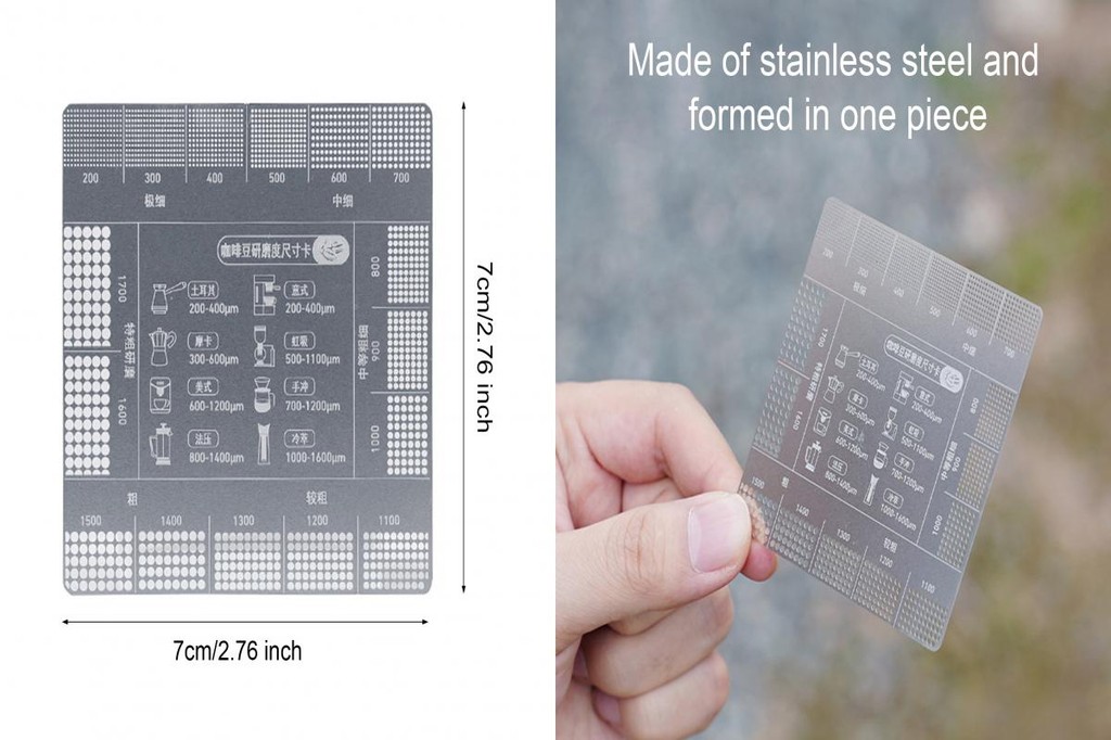 Metal Grind Reference Card Coffee Grind Measuring Card Stainless Steel ...