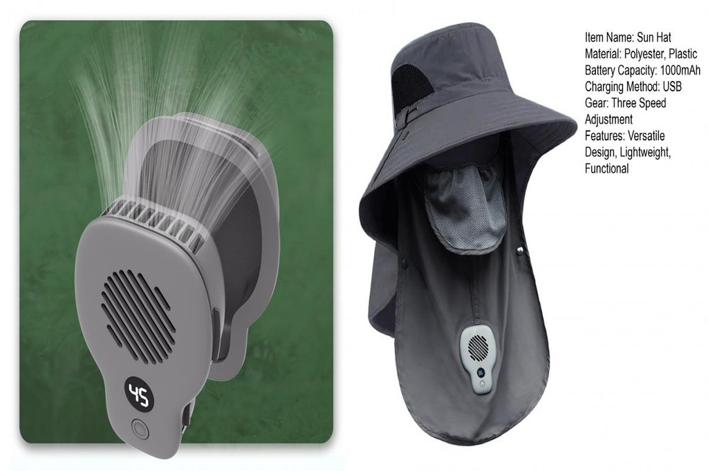KAU Multi-functional Sun Protection Gear Sun Protection Face Guard Fan ...