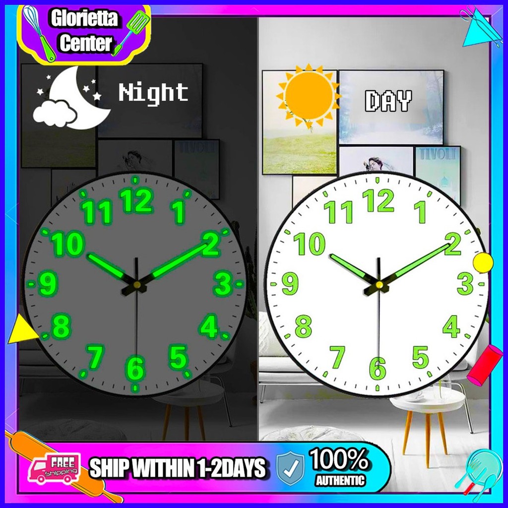 【Daily Discount】 Fashion Clock 12 Inches Wall Clock Luminous Glow In ...
