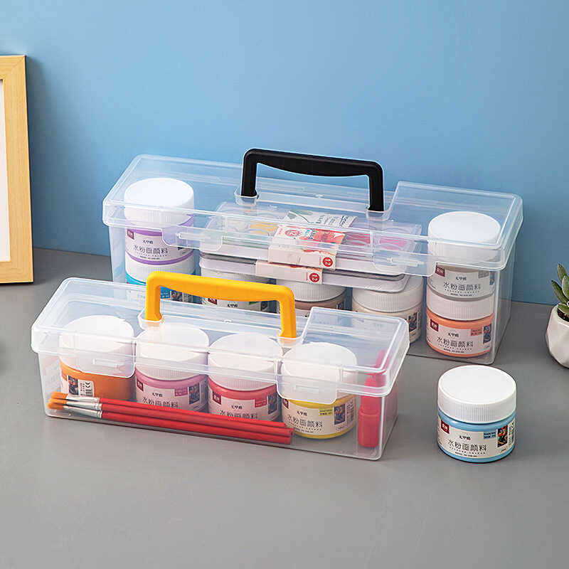 t Student Tool Box Large Capacity Desop Transparent Painting Paint Box ...