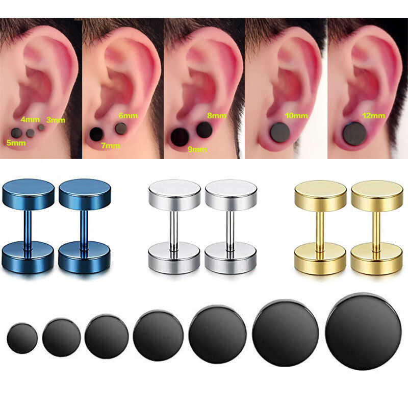 1Pair 316L Stainless Steel Dumbbell Stud Earrings For Women Men, Hip ...