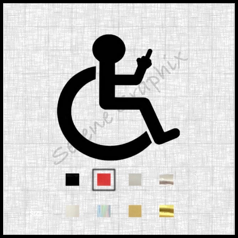 Handicapped Middle Finger Sticker - Waterproof Cut Out Sticker ...