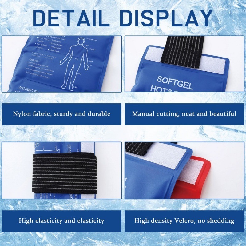 Reusable Gel Pack Ice Pack Cold Hot Compress for Injury Muscle Strain ...