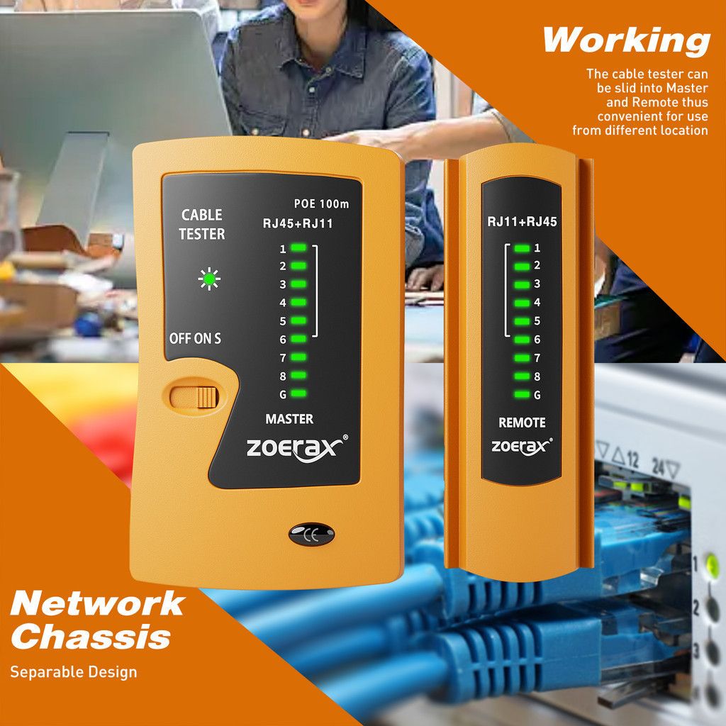 ZoeRax Network Ethernet Cable Tester for LAN RJ45 Cat5 Cat5e Cat6 Cat6a ...