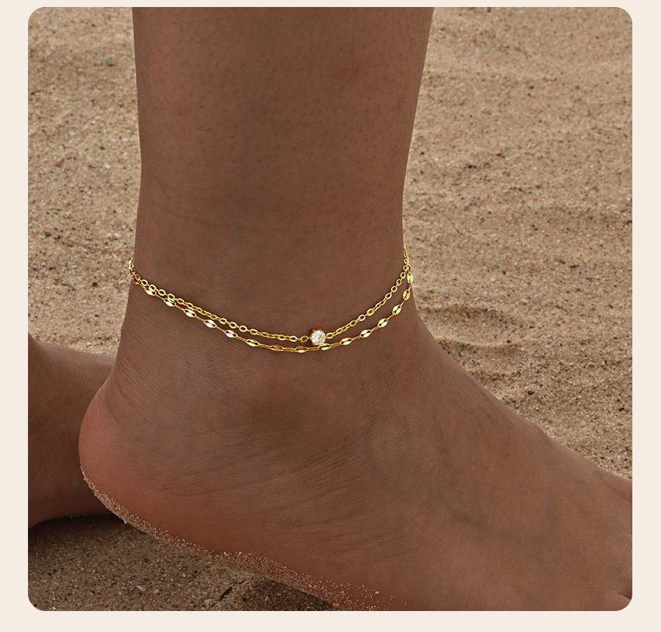 Vnox 18k Gold Anklet for Women, Stainless Steel Adjustable Length ...