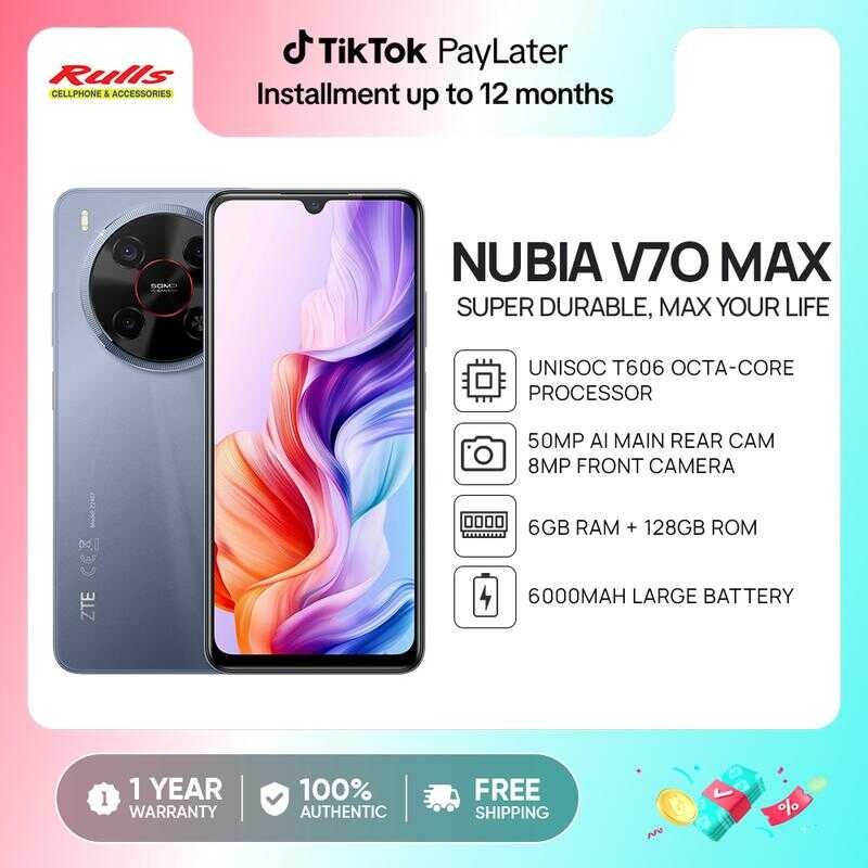 Nubia V70 Max Smartphone 6Gb+128Gb Unisoc T606 Processor 50Mp Main ...