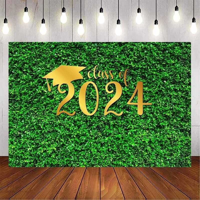 7X5ft Class Of 2024 Photography Backdrop Green Leaves Graduation ...