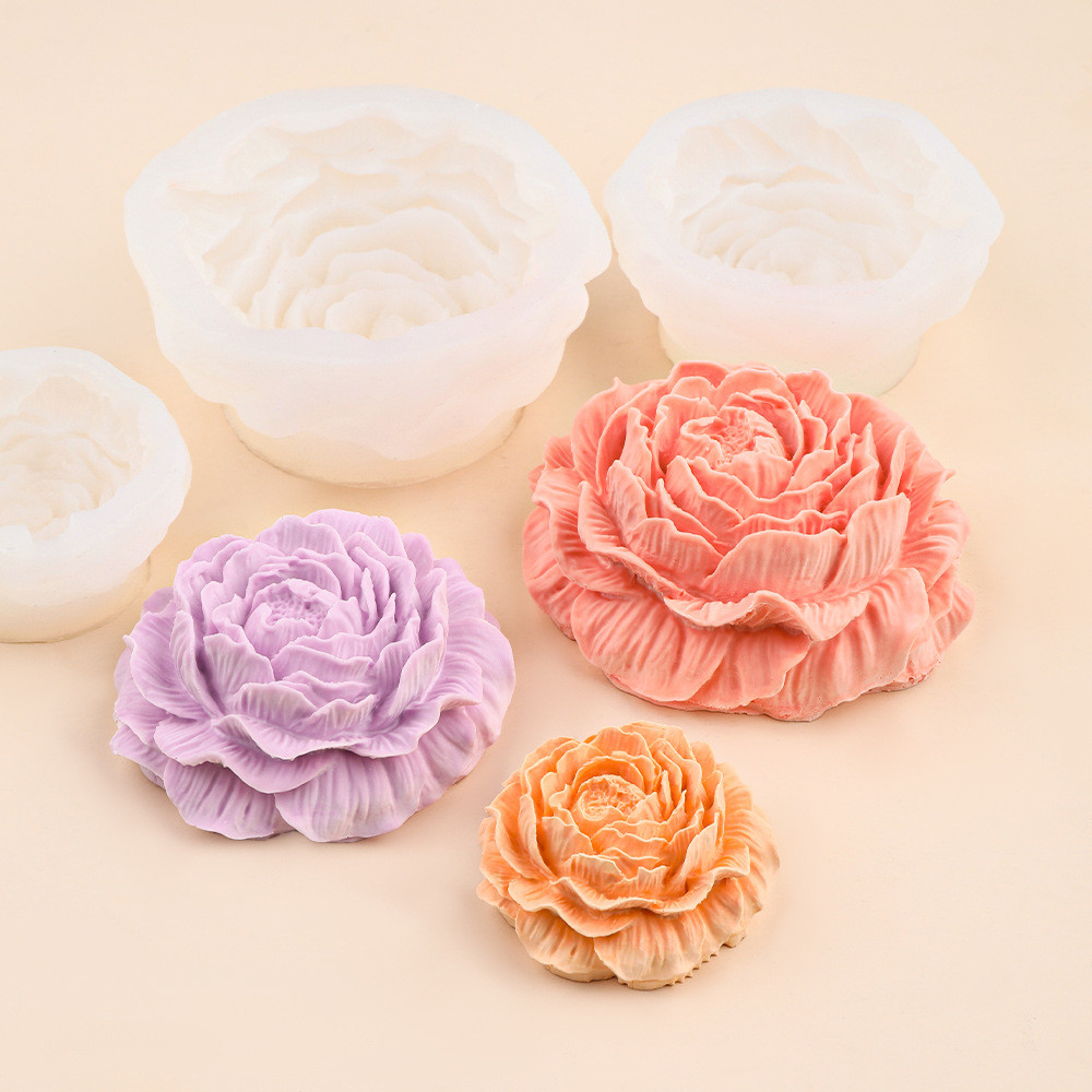 Peony Flower Silicone Mold DIY Aromatherapy Car Diffuser Plaster Resin ...